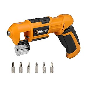 Hoteche 3.6V Cordless Screwdriver 6-in-1 Rechargable Mini Electric Drill Portable Screw Gun with LED Work Light, Battery and Charger