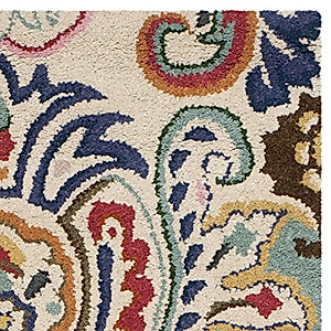 SAFAVIEH Bella Collection 2'3" x 7' Ivory/Blue BEL118A Handmade Boho Premium Wool Runner Rug