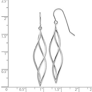 14K White Gold Polished Long Twisted Dangle Earrings