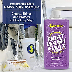 STAR BRITE Boat Wash & Wax - Heavy Duty Concentrate - Clean, Shine & Protect in One Easy Step - Blueberry Scent - 16 OZ (089816)