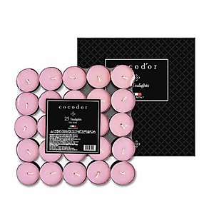 COCODOR Scented Tealight Candles/Tea Rose / 25 Pack / 4-5 Hour Extended Burn Time/Made in Italy, Cotton Wick, Scented Home Deco, Fragrance, Mother's day