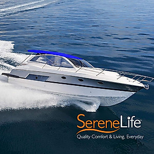 SereneLife Waterproof Boat Bimini Top Cover - 67-72" W 3 Bow Bimini Top Sun Shade Boat Canopy - 1" Double Wall Aluminum Frame Tubes, 2 Front Straps, 2 Rear Support Poles, Storage Boot SLBTW72B, Blue