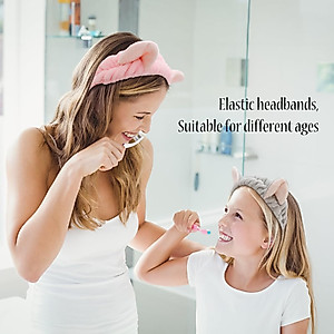 ANBALA Spa Headband for Washing Face Bunny Ears Headband Cute Animal Ear Headbands for Women Facial Headbands for Skincare Makeup Cosplay Microfiber Puffy Headbands (Pink, Gray, Blue)