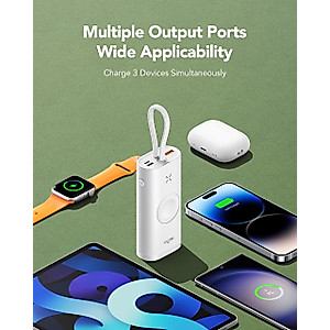 VIYISI Portable Charger for iPhone & Apple Watch, 10000mAh Power Bank 20W PD Fast Charging Battery Pack Compatible with Apple Watch Series Ultra/8/7/6/Se/5/4/3/2/1/iPhone14/14 Pro Max/13/12 - White