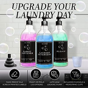 S&L Home Liquid Laundry Detergent Dispenser - 64 Oz Plastic Laundry Detergent Container, Fabric Softener Dispenser & Bleach Dispenser for Laundry Room