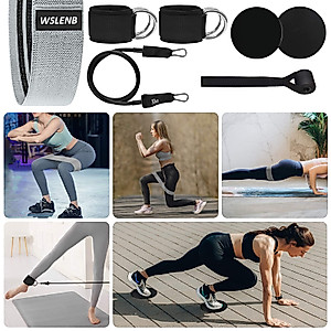 Booty Bands Resistance Bands Set for Men Women Legs and Butt, 3 Levels Fabric Workout Exercise Bands with Door Anchor 2 Legs Ankle Straps Core Sliders for Home Fitness Gym Yoga Squat Glute