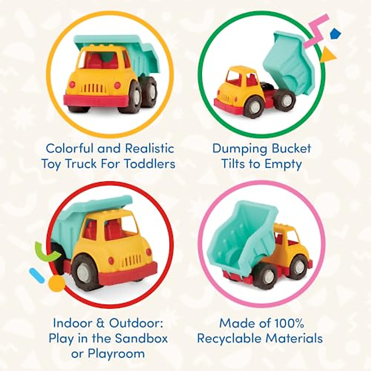 Battat- Wonder Wheels- Dump Truck – Toy Truck For Toddlers – Moveable Parts- Durable & Sturdy Construction Toy – Recyclable – Dump Truck