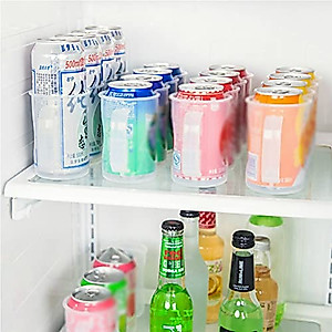 cenryusa 4-Compartment Portable Soda Can Organizer for Refrigerator Food-Grade Plastic Drink Can Dispenser Fridge Soda Can Holder for Home Kitchen Saving Space