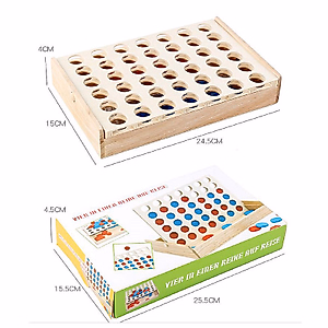 4 in a Row Wooden Board Game Foldable Line Up 4 Classic Family Toy Educational Toy for Kids and Family