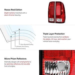 VIPMOTOZ LED Tail Light Lamp Assembly For 1997-2003 Ford F150 & 1999-2007 Ford Superduty F250 F350 Pickup Truck - Rosso Red Lens, Driver and Passenger Side