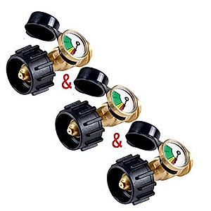 GasSaf Propane Tank Gauge Level Indicator-Universal QCC1 Propane Tank、Heater Grill and Other Gas Pressure Meter （3 PCS）