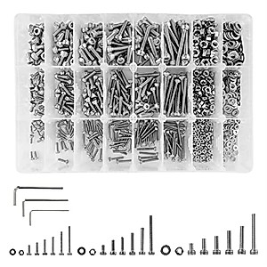 Canitu 1200PCS Metric Screw Assortment Kit,M2 M3 M4 Assorted Bolts and Nuts Kit Screws Nuts and Washers Hex Socket Head Cap Machine Screws for Home Projects (1200Pcs Hex Socket Head Cap Screw)