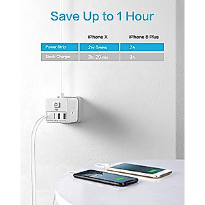 KMC Surge Protector Power Strip, Cube Portable Power Outlet with 4 USB Ports 4.8A and Switch Control, 5-Foot Extension Cord and Detachable Base, Ultra-Compact for Travel and Office