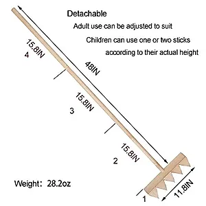 Outdoor Zen Garden rake - Japanese Sand Garden rake Tool- 48" Long 5 Tine Solid Oak Zen rake - Large rake for Rock Sand Garden - DIY Stress Relief Gifts for Adult