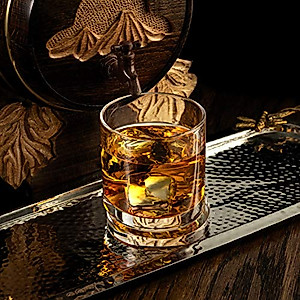 JoyJolt Aqua Vitae Whiskey Glass Set of 2. Round Whiskey Glasses with Off Set Base. Old Fashioned Rocks Glasses for Scotch and Bourbon. Unique Whiskey Tumbler Gifts for Men