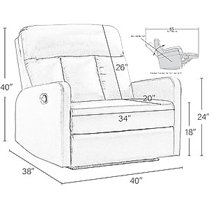 ANJ Oversized Recliners 34'' Extra Wide Recliner Chair Big Man Recliner Large Faux Leather 2-Seater Recliners Roomy Manual Reclining Chairs for Living Room, Perfect for Pups to Sit Together, Brown