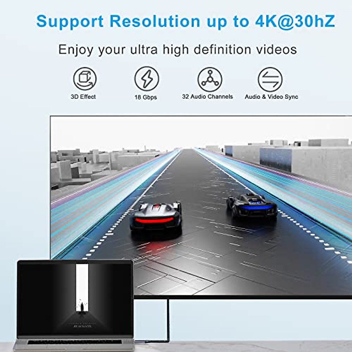 PEUZAVA USB C to HDMI Cable 6ft, Preminum 4K Type C (Thunderbolt 3/4) to HDMI Braided Cord Compatible with MacBook Pro 2020/2019/2018, MacBook Air/iPad Pro 2018, Samsung Galaxy S10/S9, Surface Book 2