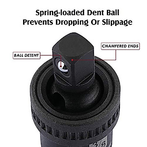 MIXPOWER 3-Piece Impact Universal Joint Set - 1/4", 3/8" and 1/2" Drive, Impact Grade U-Joint Swivel Sockets,Socket Adapter Set, CR-MO Impact Grade