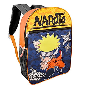 Action Comics Naruto Backpack for Boys - Bundle with Naruto Backpack, Water Bottle, Stickers, and More | Naruto Backpacks for Boys 8-12