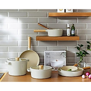 NEOFLAM FIKA 11" Frying Pan for Stovetops and Induction | Wood Handle and Nonstick Ceramic Coating | Made in Korea (11" / 28cm)