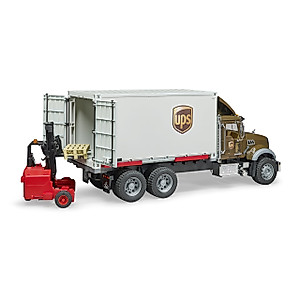 Bruder 02828 Mack Granite Ups Logistics Truck with Forklift Vehicles - Toys