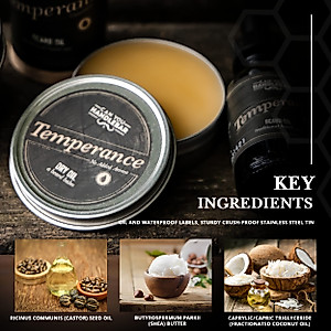 CanYouHandlebar Temperance - Fragrance Free Unscented - Premium Beard Balm for Men | Dry Oil Beard Conditioner | 2 Oz Stainless Steel Tin