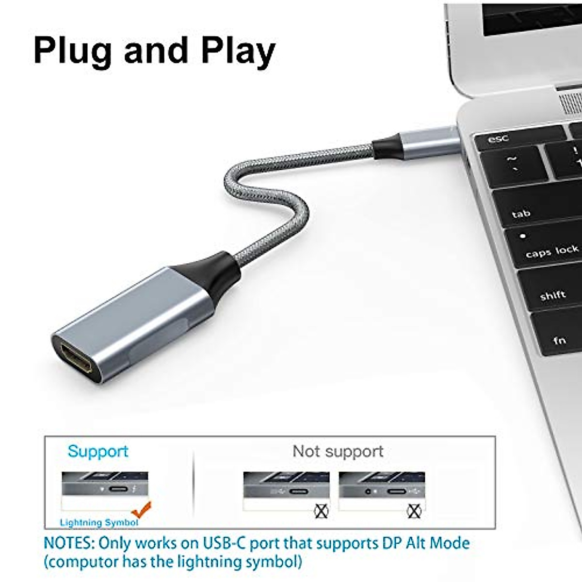 vilcome USB C to HDMI Adapter, Aluminum Thunderbolt 3 to HDMI Adapter Converter 4K@60Hz,USB 3.1 Type C Hub for MacBook Pro,MacBook Air,XPS,Samsung Galaxy S10/S9/Note 10/9/8 and More