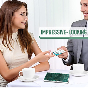 Swooflia Business Card Holder Case Wallet for Men Women Metal Green Tropical Leaves Slim Pocket Purse Square Card Cases Cute For Realtors Real Estate Agents