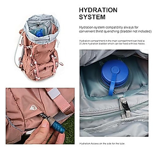 MOUNTAINTOP 60L Internal Frame Hiking Backpack for Women with Rain Cover for Camping Traveling Backpacking Pink