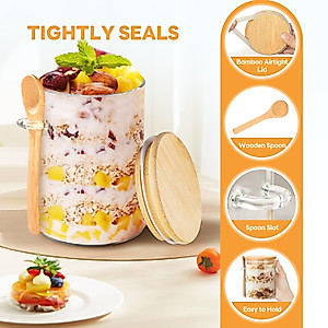 2 Pack 25oz Large Overnight Oats Containers with Lids, Overnight Oats Jars with Spoons, Glass Jars with bamboo Lids,salad jars with lids meal prep for Chia Seed Pudding Yogurt Cereal Coffee Flour