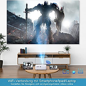 Projector with WiFi and Bluetooth, Native 1080P Projector 8500L Hd Mini Phone Projector with 100'' Projector Screen,Video Projector Home Theater for Outdoor Movie Compatible with Phone