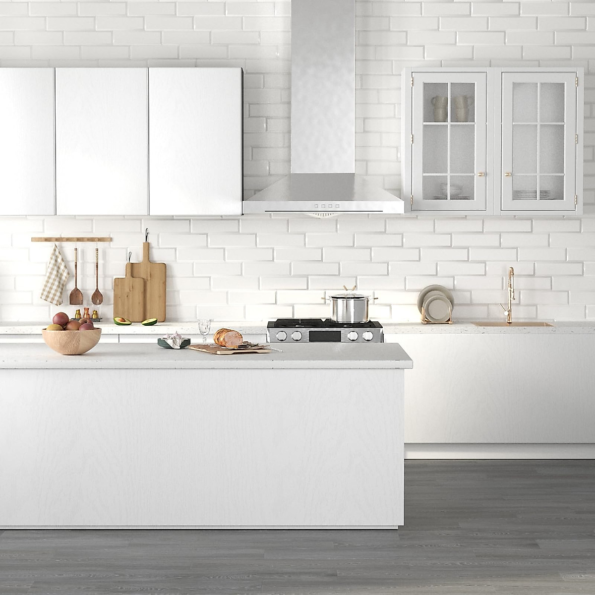 Oxdigi White Wood Grain Contact Paper 24 x 196 inches Decorative for Countertops Cabinets Shelf Liners Doors Self-Adhesive Film Peel & Stick Waterproof Removable Wallpaper