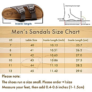 Real Fancy Men's Cork Footbed Sandals with Two Adjustable Buckle Straps - Slip on Summer Slide Sandals for men, Arch Support (Size 9)