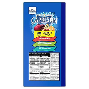 Capri Sun Fruit Punch, Strawberry Kiwi and Pacific Cooler Flavored Juice Drink Blend Variety Pack, 30 ct Box, 6 fl oz Pouches