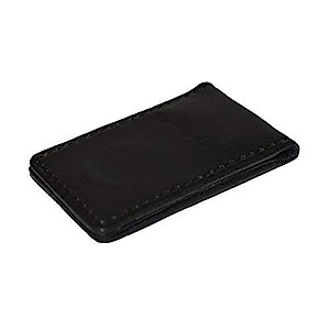 Leatherboss Genuine Leather Slim Magnetic Minimalist Bifold Money Clip Cash Holder Wallet, Black