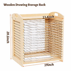 Baoz Art Drying Rack For Classroom, Wall Mounted/Mobile Drying Rack Art With 15 Shelves for Art Studios Classrooms 20.15" D x 13.46" W x 19.05" H
