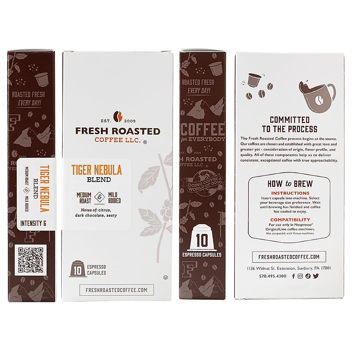 Fresh Roasted Coffee for Nespresso OriginalLine, Tiger Nebula, Intensity 6, Medium, 10 Count Aluminum Capsules