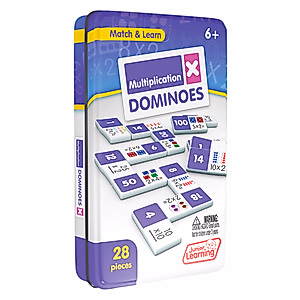 Junior Learning Multiplication Dominoes Game Set, 28 Pieces, Ages 7-9, Math Skills, Grade 2-3
