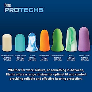 Flents Ear Plugs for Sleeping, Snoring, Loud Noise, Traveling, Concerts, Construction, & Studying, Made in the USA, NRR 33, Purple, 70 Pair