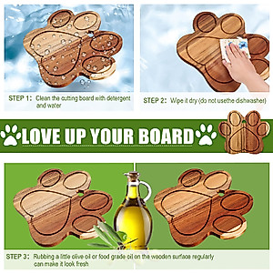 Acacia Paw Shaped Wood Cutting Board, 12 x 11 Inch Wooden Bread Board Cheese Serving Platter Serving Charcuterie Board for Meat Cheese and Vegetables