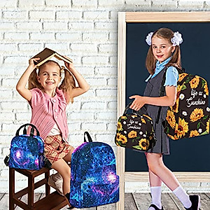 Galaxy Backpack Set Girls Boys Lightweight Bookbag with Insulated Lunch Bag for Travel Camping Outdoor Sport