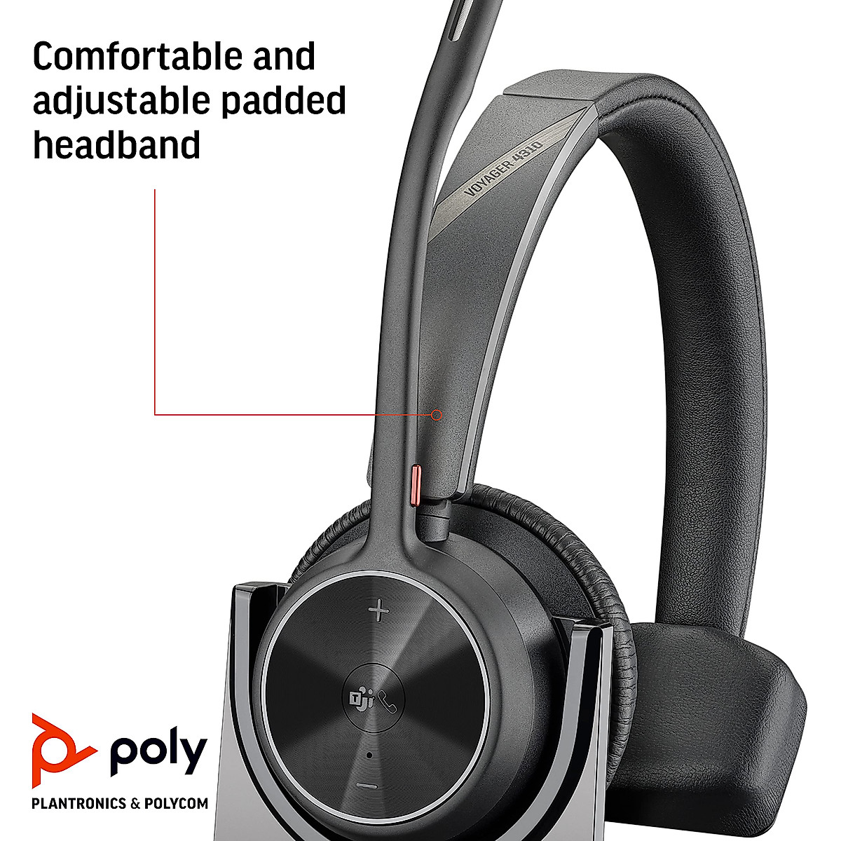 Poly - Voyager 4310 UC Wireless Headset + Charge Stand (Plantronics) - Single-Ear Headset- Connect to PC/Mac via USB-C Bluetooth Adapter, Cell Phone via Bluetooth-Works w/Teams (Certified), Zoom&More