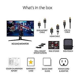 ASUS ROG Strix 32” 1440P Gaming Monitor (XG32AQ) - QHD (2560 x 1440), Fast IPS, 175Hz (OC), 1ms, G-SYNC compatible, Variable Overdrive, Eye Care, DisplayHDR 600, DisplayPort, HDMI, USB, 96% DCI-P3