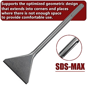 JACKCHEN 6 Inch Wide Tile and SDS-Max Shank, 6" x 15" Remove Chisel, 40Cr Steel Jackhammer Bit,Suitable for SDS-Max Rotary Hammer Drills