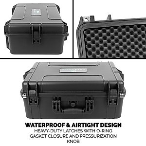 CASEMATIX Waterproof Mixer Carry Case Compatible with Yamaha MG12XU 12 Channel Mixing Console and More - Hard Shell Sound Board Case with Foam Fits Mixers up to 17" x 12.1" x 5" and Cables, Case Only
