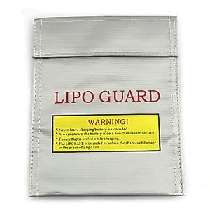 RLECS RC Lipo Safe Bag Fireproof Lipo Guard Silver Lithium Charging Bag High Temperature Resistant Battery Sack 23x30cm