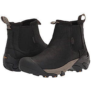 KEEN Women's Targhee 2 Pull On Mid Height Leather Chelsea Boot, Black/Brindle, 9