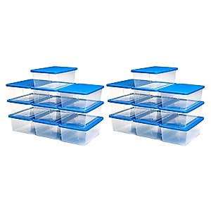 HOMZ Snaplock 6-Quart Plastic Multipurpose Stackable Storage Container Bins with Blue Latching Lid for Home and Office Organization, Clear (20 Pack)
