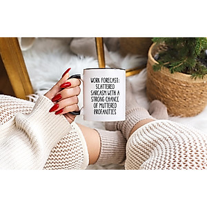 Work Forecast Coffee Mug - Funny Coworker Birthday Gift Idea for Him or Her – Present for Boss Employer Bestfriend - Sarcastic Gag Going Away Farewell - 11 oz Cup Novelty Drinkware