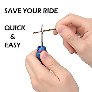 RRK Tubeless Bike Tire Repair Kit, Quick and Easy to Fix a Puncture, Patch Tool for Mountain Road Bicycle with 5 Bacon and 5 Black Strips